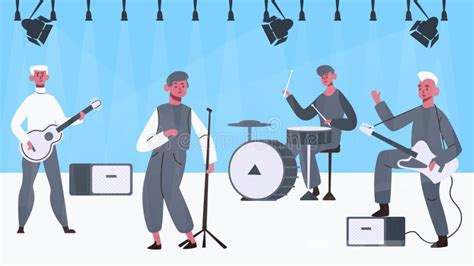 Musicians Characters On The Stage Stock Vector Illustration Of Sing