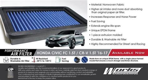Honda Civic Fc 15l Turbo Drop In Air Filter Car Accessories