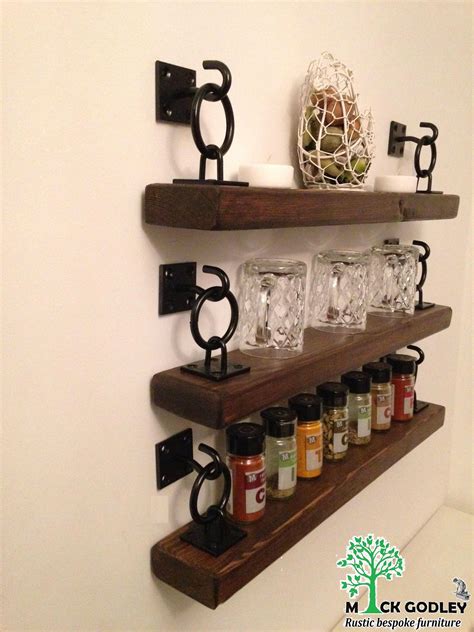 Rustic Handmade Chunky Floating Shelves With Brackets Etsy