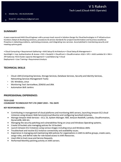 Rakesh Resume Pdf Amazon Web Services Cloud Computing