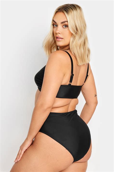 Yours Plus Size Black V Front Bikini Brief Yours Clothing