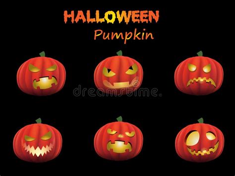 Rostros Fantasma De Calabaza De Halloween Espeluznantes Conjunto De