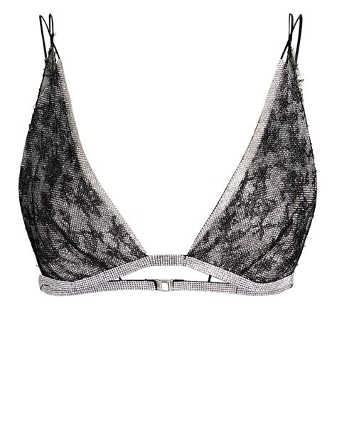 Buy NUE Lace Embellished Triangle Bra Silver At Off Editorialist