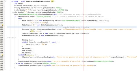 Java Respaldo Remoto De Base De Datos