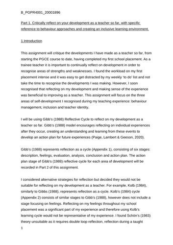 Pgce Assignment 2 Professional Development Behaviour And Inclusion