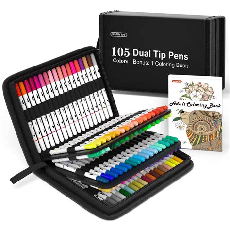 Buy Shuttle Art Dual Tip Brush Pens Art Markers 105 Colors Fine And
