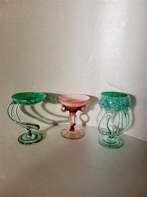 Vintage Jozefina Krosno Blown Glass Bowl Deco Glass Polish Glass