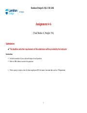 Group2 Assignment 6 Docx Database Design SQL CSD 2206 Assignment