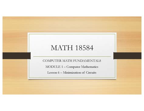 Students M1 L6 Minimization Of Circuits And K Maps Math 18584