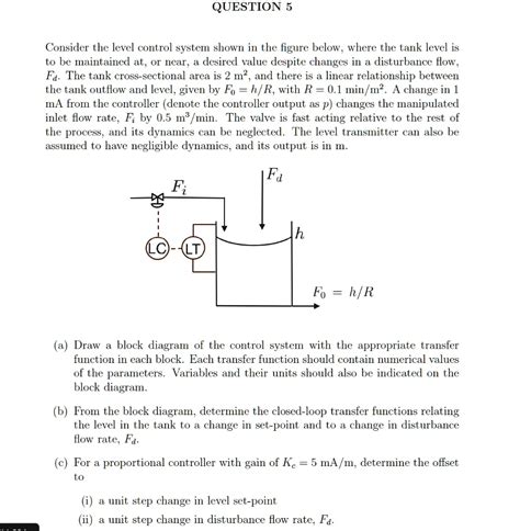 Question Consider The Level Control System Shown In The Figure Below Where The Tank Level Is