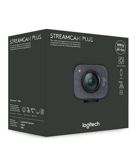 Logitech Streamcam Plus Webcam With Tripod Graphite With Charging Hub