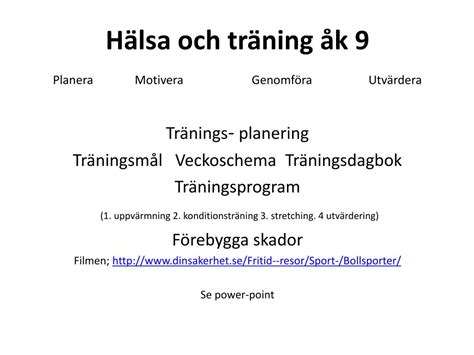 PPT IDROTT OCH HÄLSA PowerPoint Presentation free download ID 4850171