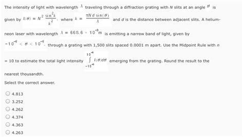 solved the intensity of light with wavelength lambda