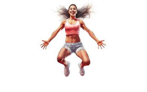 Premium Photo Isolated Girl In Full Cardio Action With Jumping Jacks