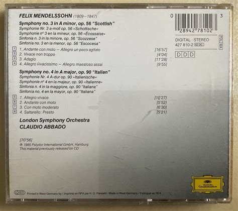 Mendelssohn Symphonies Nos 3 Scottish 4 Italian London
