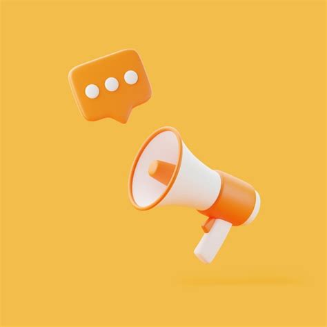 Premium Photo Cartoon Megaphone With Notification Speech Bubble On Orange Background