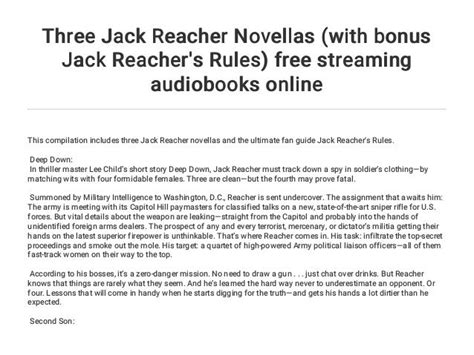 Three Jack Reacher Novellas With Bonus Jack Reachers Rules Free