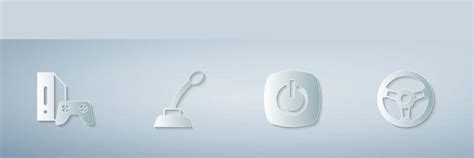 Set Power Button Game Console With Joystick Old Vector Image