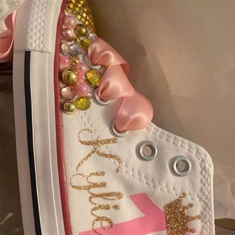 Pink And Gold Princess Converse With Name And Age Personalized