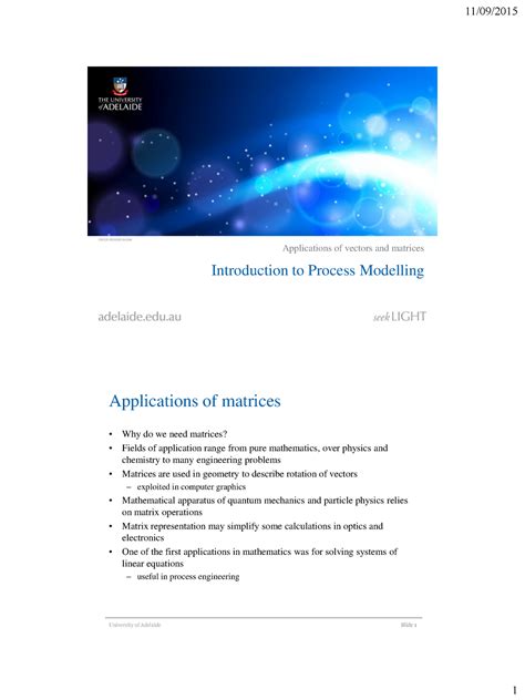 Applications Of Vectors And Matrices Applications Of Vectors And Matrices