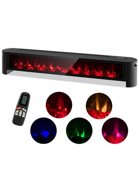 Costway 1400w Electric Baseboard Heater Convection Space Heater With Realistic 3d Flame In Black