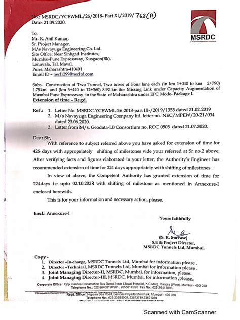 Msrdc 763 A Eot Letter Approved By Msrdc Pdf