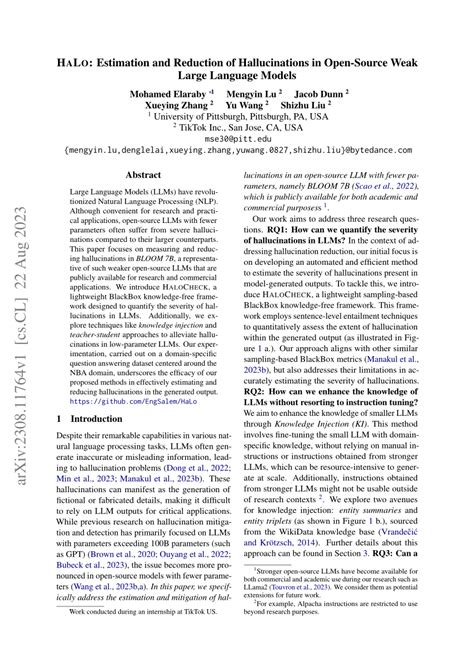 Pdf Halo Estimation And Reduction Of Hallucinations In Open Source