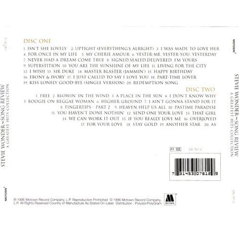 Song Review A Greatest Hits Collection Tracks De Stevie Wonder CD X Con Yvandimarco