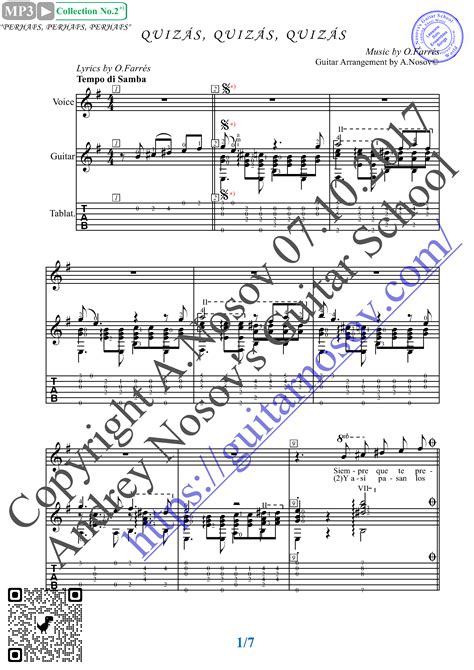 Buy Quizas Quizas Quizas Vocals Guitar Sheet Music Tabs Cheap