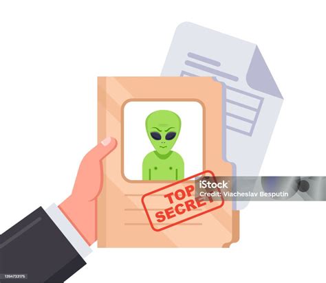 외계인에 대한 기밀 해제 데이터 외계 문명에 관한 문서 일급 비밀에 대한 스톡 벡터 아트 및 기타 이미지 일급 비밀 파일