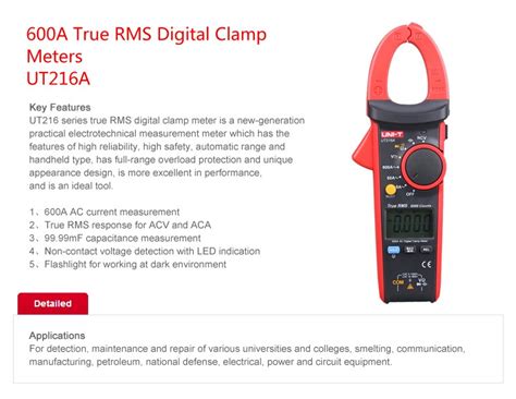 UNI T UT216A UT216C Clamp Meter AC DC 600A 1000V Professional Digital