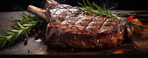 Premium Photo Tomahawk Rib Beef Steak On Black Gril Generative Ai