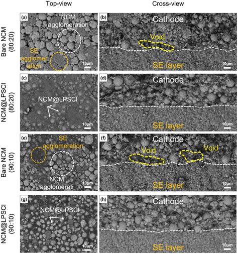 Topview Sem Images Of Bare Ncm Composite Cathodes With Ncm To Lpscl