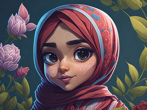 Background Gadis Muslimah Cantik Berhijab Ramadan Idul Fitri Gadis