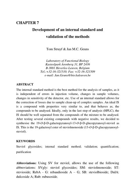 Pdf Chapter 7 Development Of An Internal Standard And Validation Of