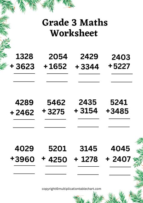 Printable Grade 3 Maths Worksheets Pdf Multiplication Table