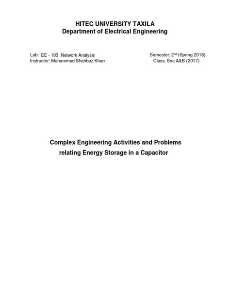 Cep Network Analysis Pdf Volt Capacitor