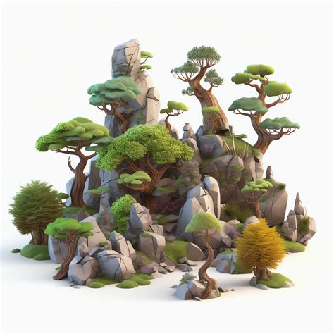 Premium Ai Image 3d Asset Trees Cartoon Style For Game Asset