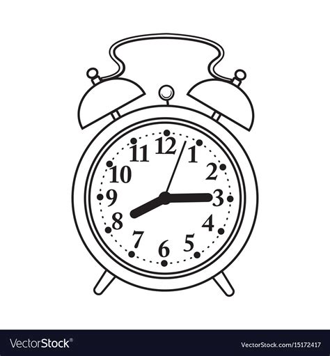 retro style analog alarm clock sketch royalty free vector