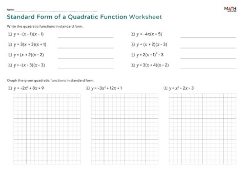 Graphing Quadratic Functions Worksheets Math Monks