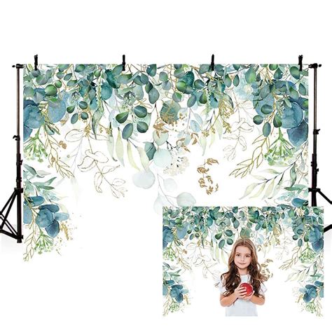 Buy Mehofond 7x5ft Green And Gold Leaves Birthday Portrait Photography