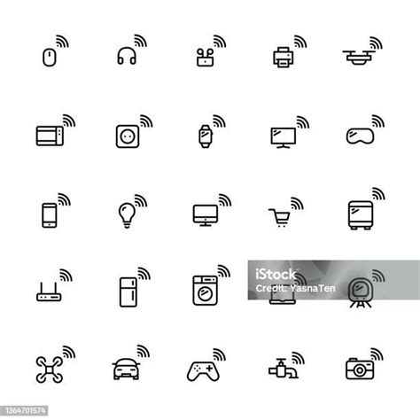 사물 인터넷 무선 연결이 있는 스마트 장치 25 픽셀 완벽 편집 스트로크 미니멀 한 아이콘 Brand Name Smart