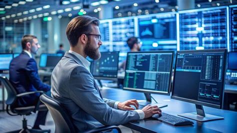 Premium Photo It Specialist Works On Computer With Screen Display Software Program With Coding