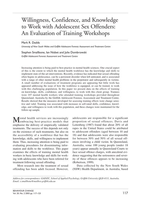 Pdf Willingness Confidence And Knowledge To Work With Adolescent