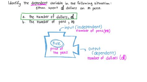 Question Video Identifying The Dependent Variable In A Real World Context Nagwa