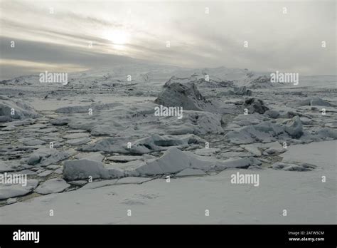 Aerial View Of The J Kuls Rl N Glacial Lagoon And Floating Icebergs The Beginning Of Spring In