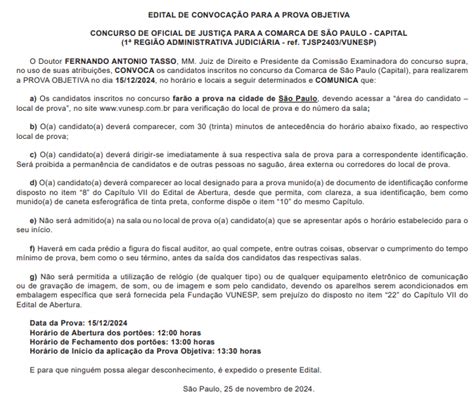 Concurso TJ SP publicada convocação para provas de Oficial de Justiça