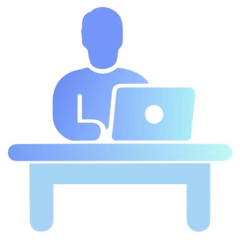 Un Tipo En Su Escritorio Con Su Icono De Programación De Computadora De Colores Formas Gradiente