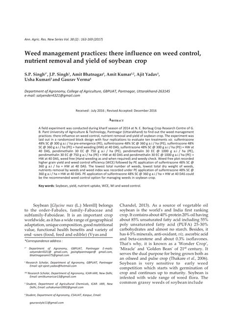 Pdf Weed Management Practices There Influence On Weed Control