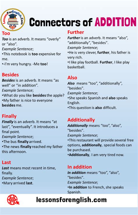 In Addition In A Sentence